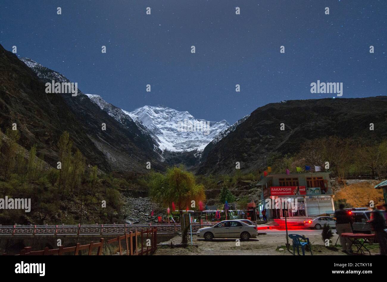 night landscape photography with stars and moon light of Pakistan Stock ...