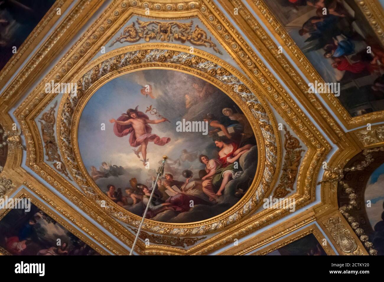 Versailles, France - November 05, 2013: Elaborate painted ceiling at ...