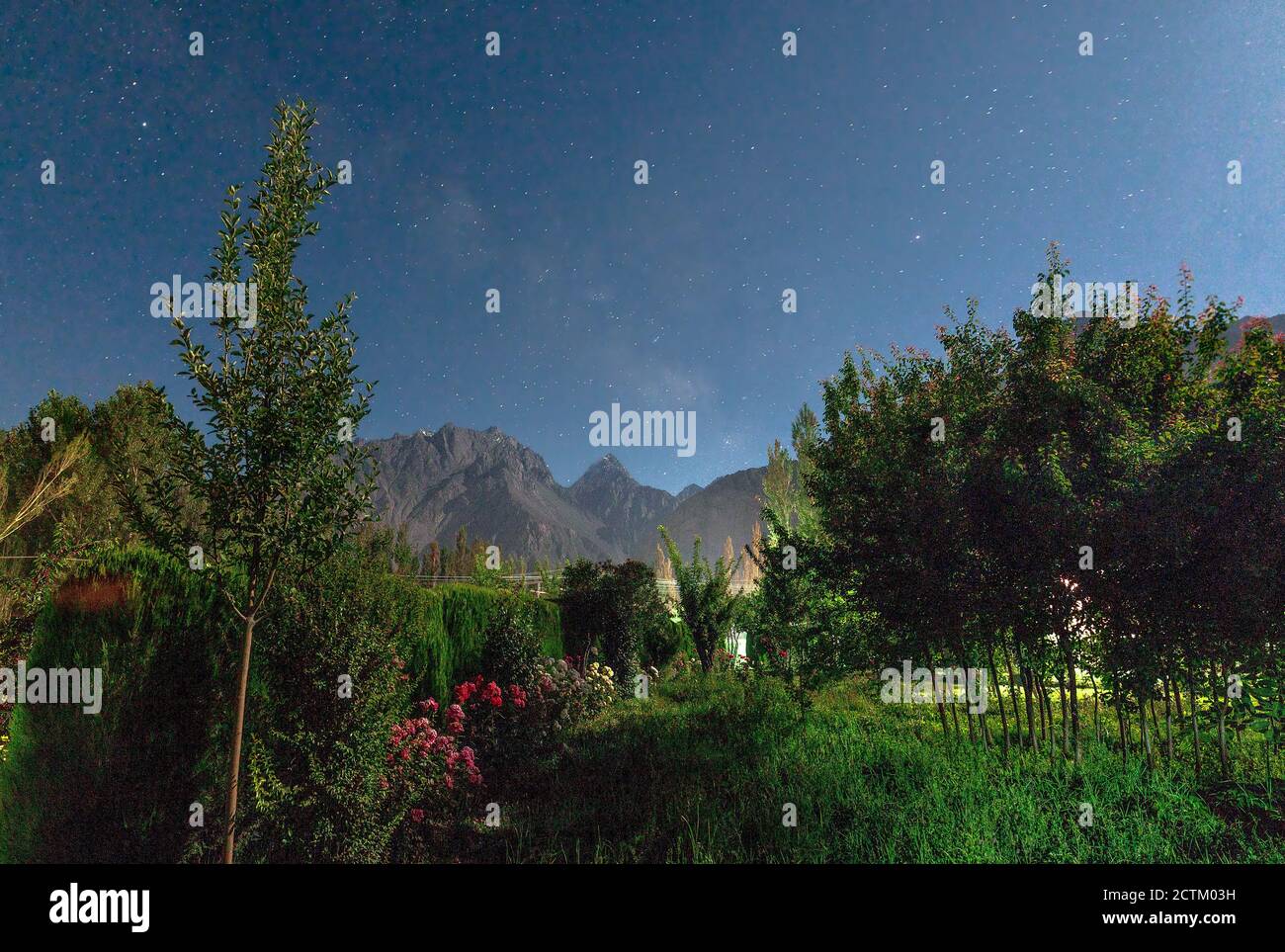 night landscape photography with stars and moon light of Pakistan Stock ...