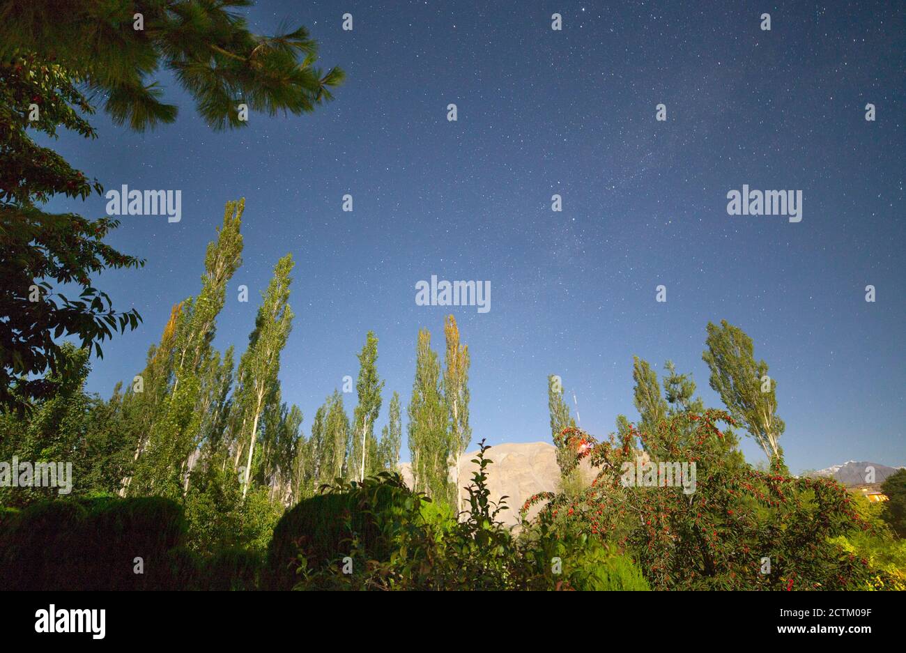 night landscape photography with stars and moon light of Pakistan Stock ...