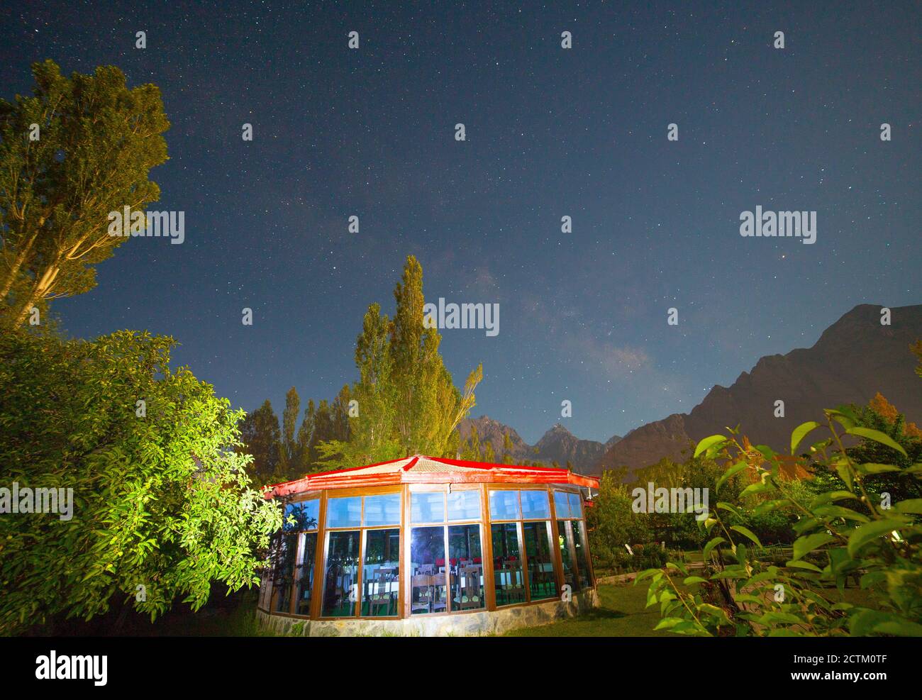 night landscape photography with stars and moon light of Pakistan Stock ...