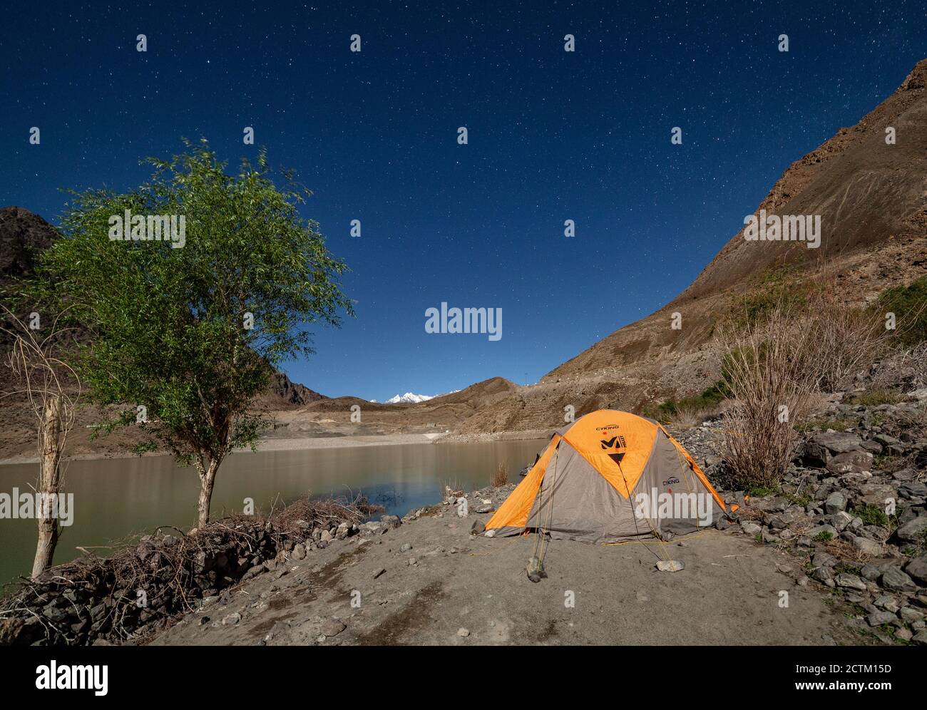 night landscape photography with stars and moon light of Pakistan Stock ...