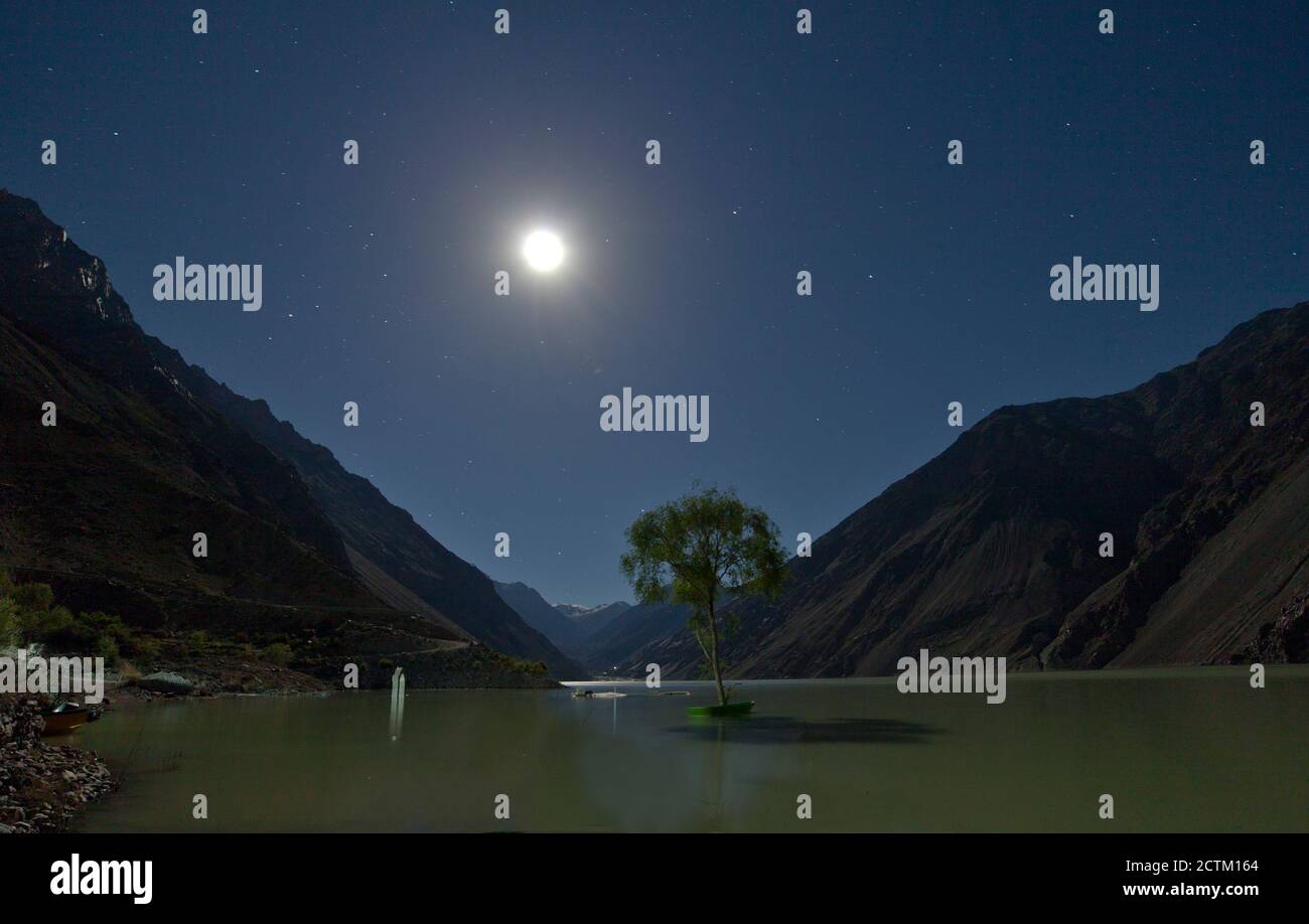 night landscape photography with stars and moon light of Pakistan Stock ...