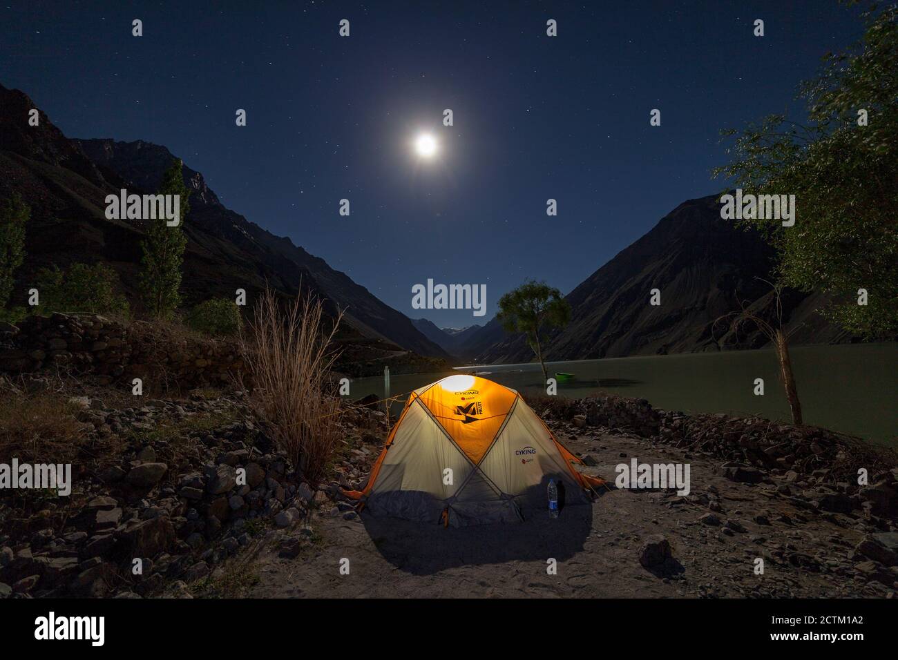 night landscape photography with stars and moon light of Pakistan Stock ...