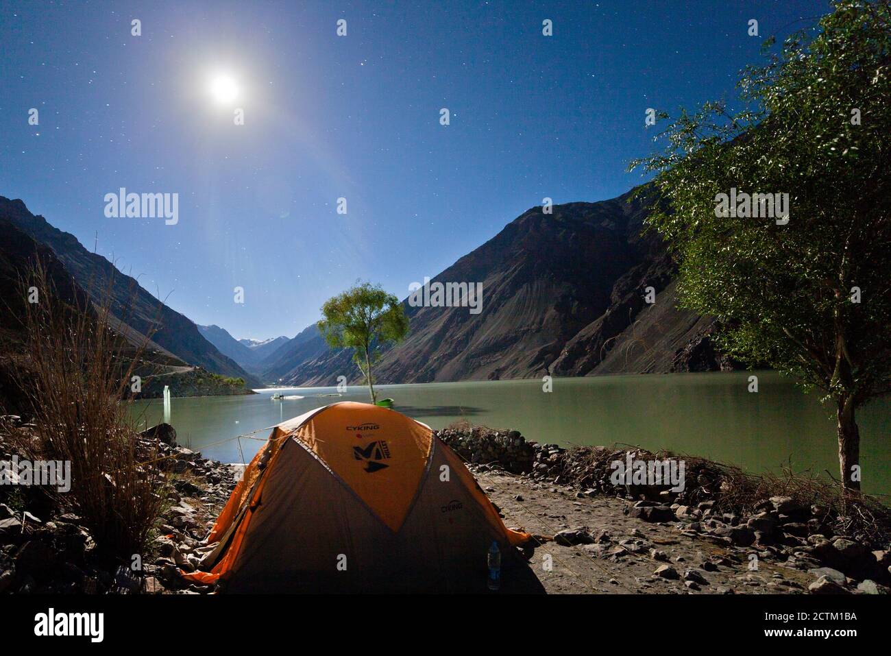 night landscape photography with stars and moon light of Pakistan Stock ...