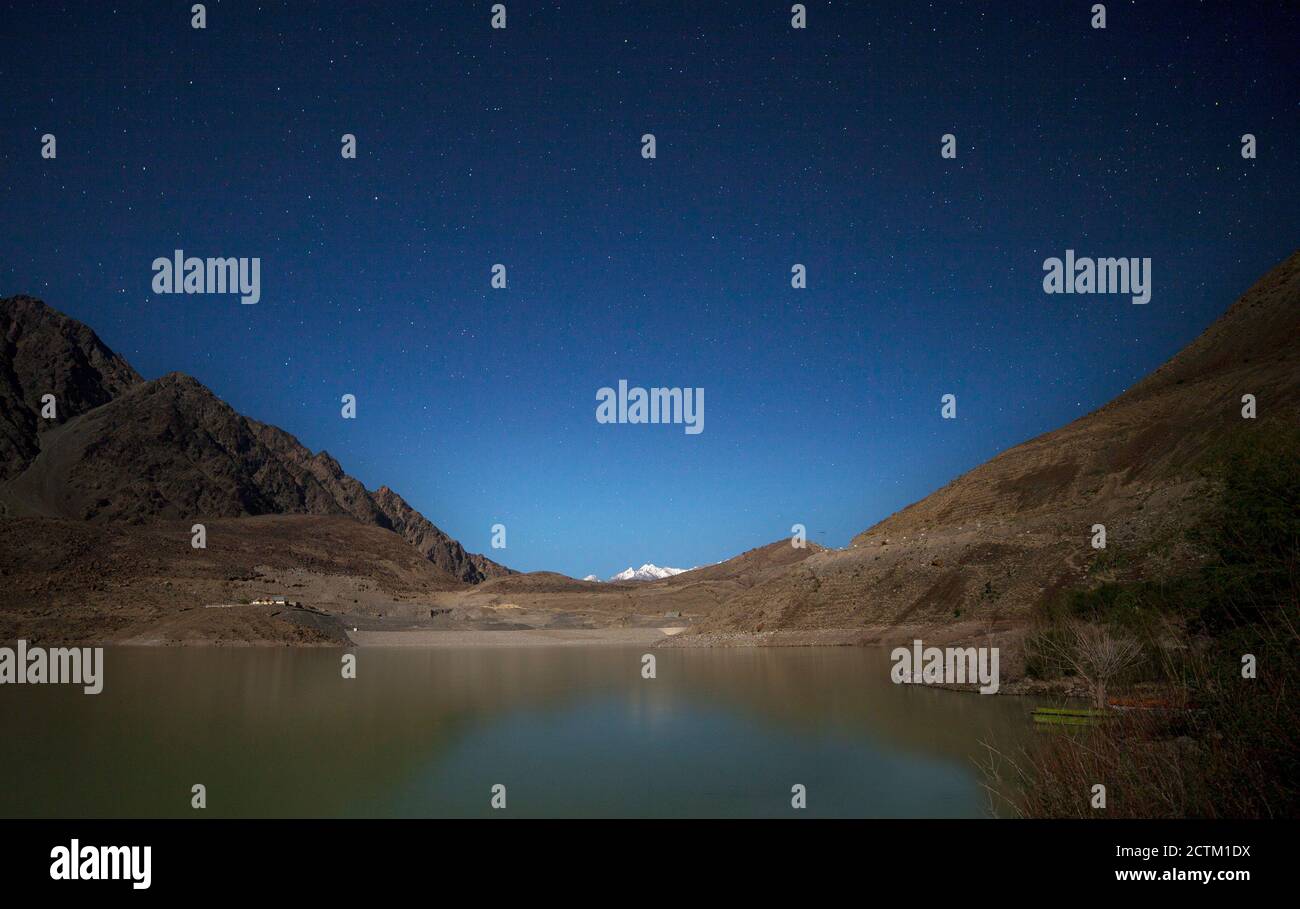 night landscape photography with stars and moon light of Pakistan Stock ...
