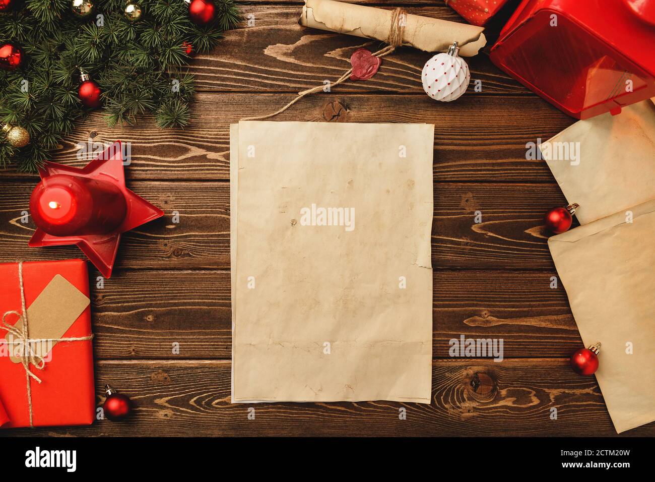 Writing a letter to Santa composiiton in vintage style Stock Photo - Alamy