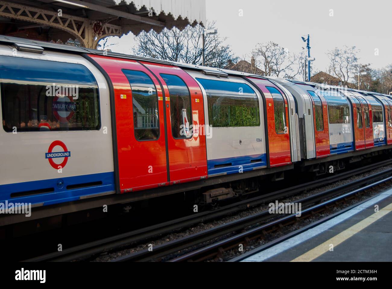 Colourful carriages of a London Underground train Stock Photo - Alamy