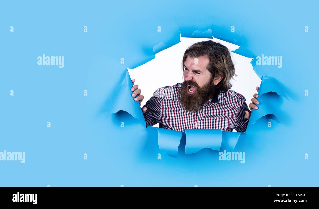 angry male hipster shouting with anger, aggression Stock Photo - Alamy