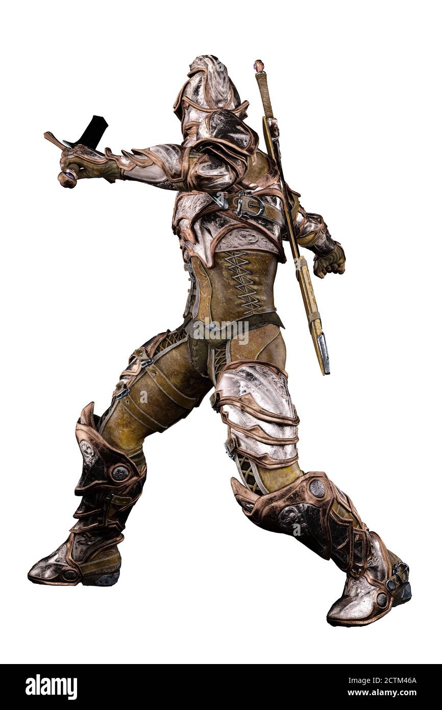 Medieval Fantasy Caucasian Armored Man, 3D illustration, 3D Rendering ...