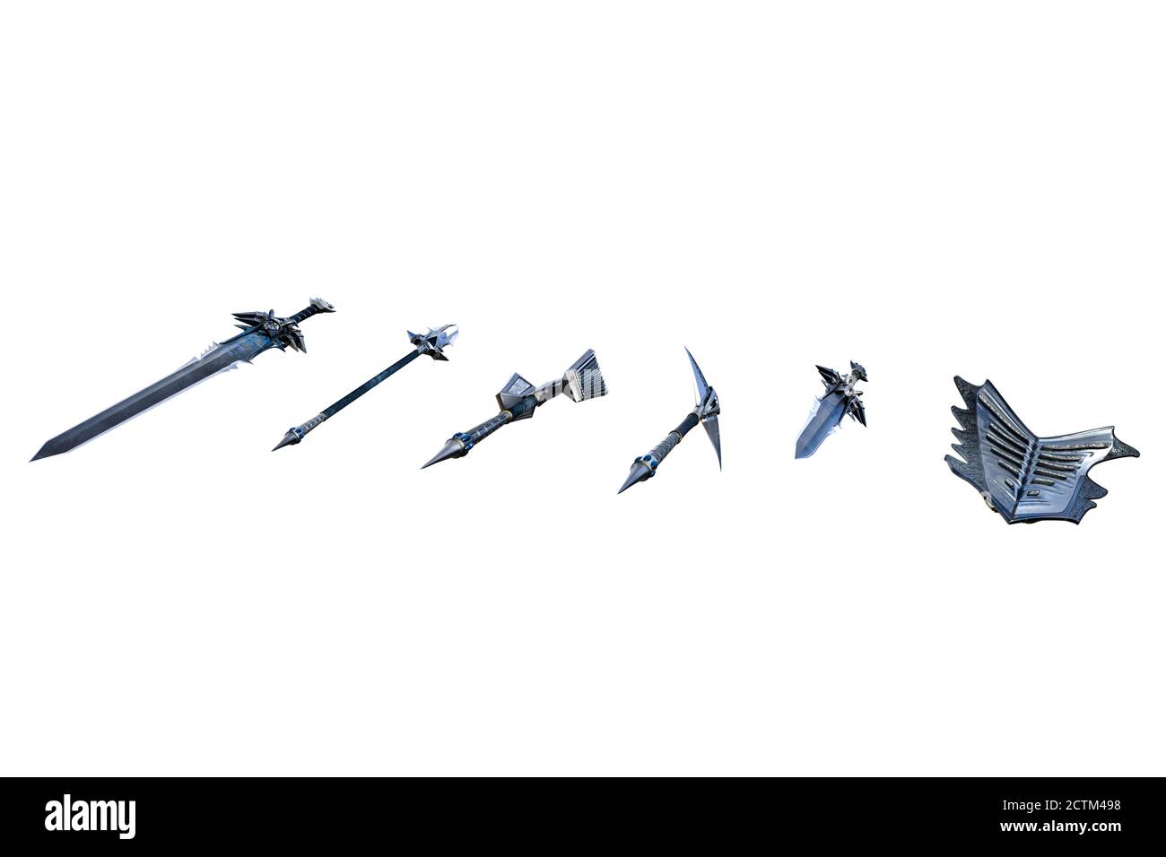 Fantasy Weapons Sword Set, 3D Illustration, 3D rendering Stock Photo ...