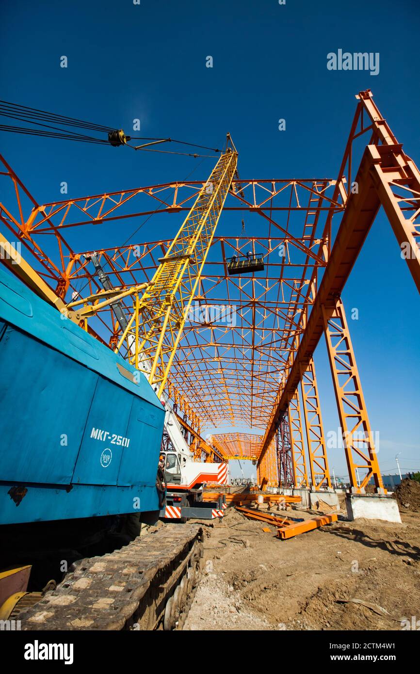Kostanay/Kazakhstan - May 14 2012: Construction of new factory building ...