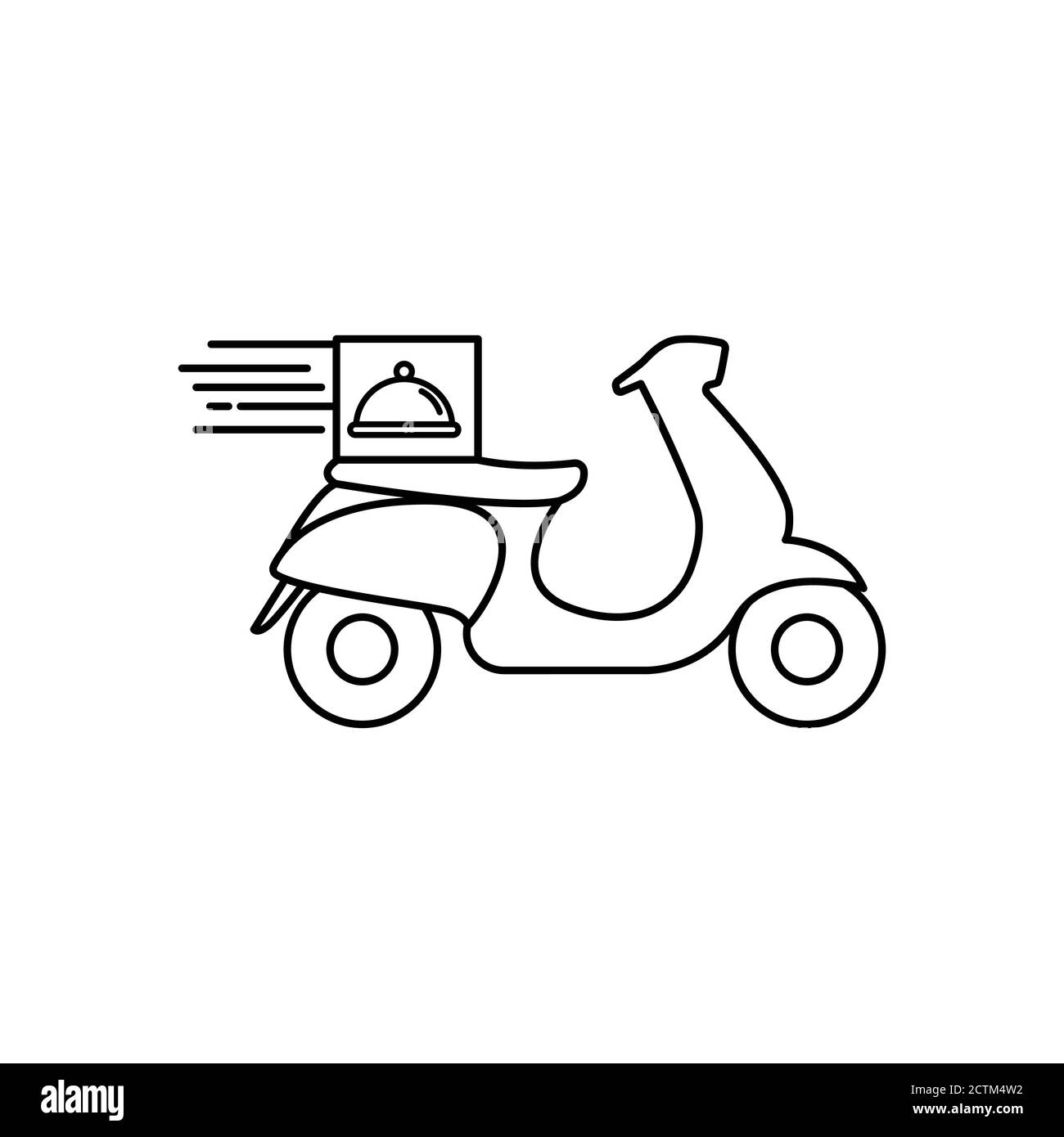 Motorcycle delivery line icon, vector illustration. Design template ...