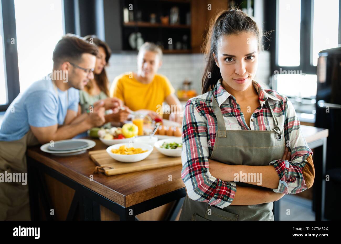 Group of women having fun in the kitchen hi-res stock photography and ...
