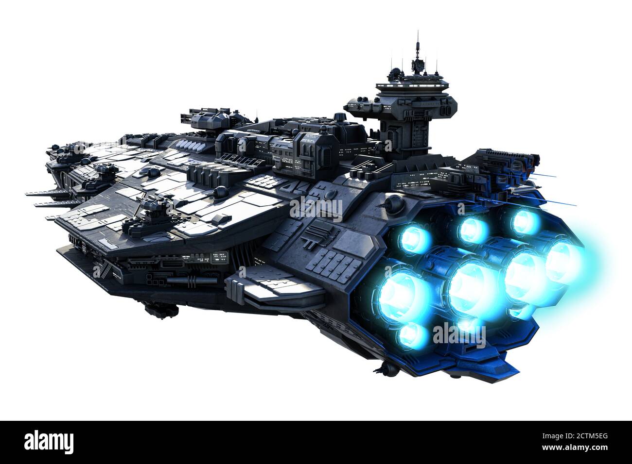 Spaceship exterior on an isolated white background, 3D illustration, 3D ...