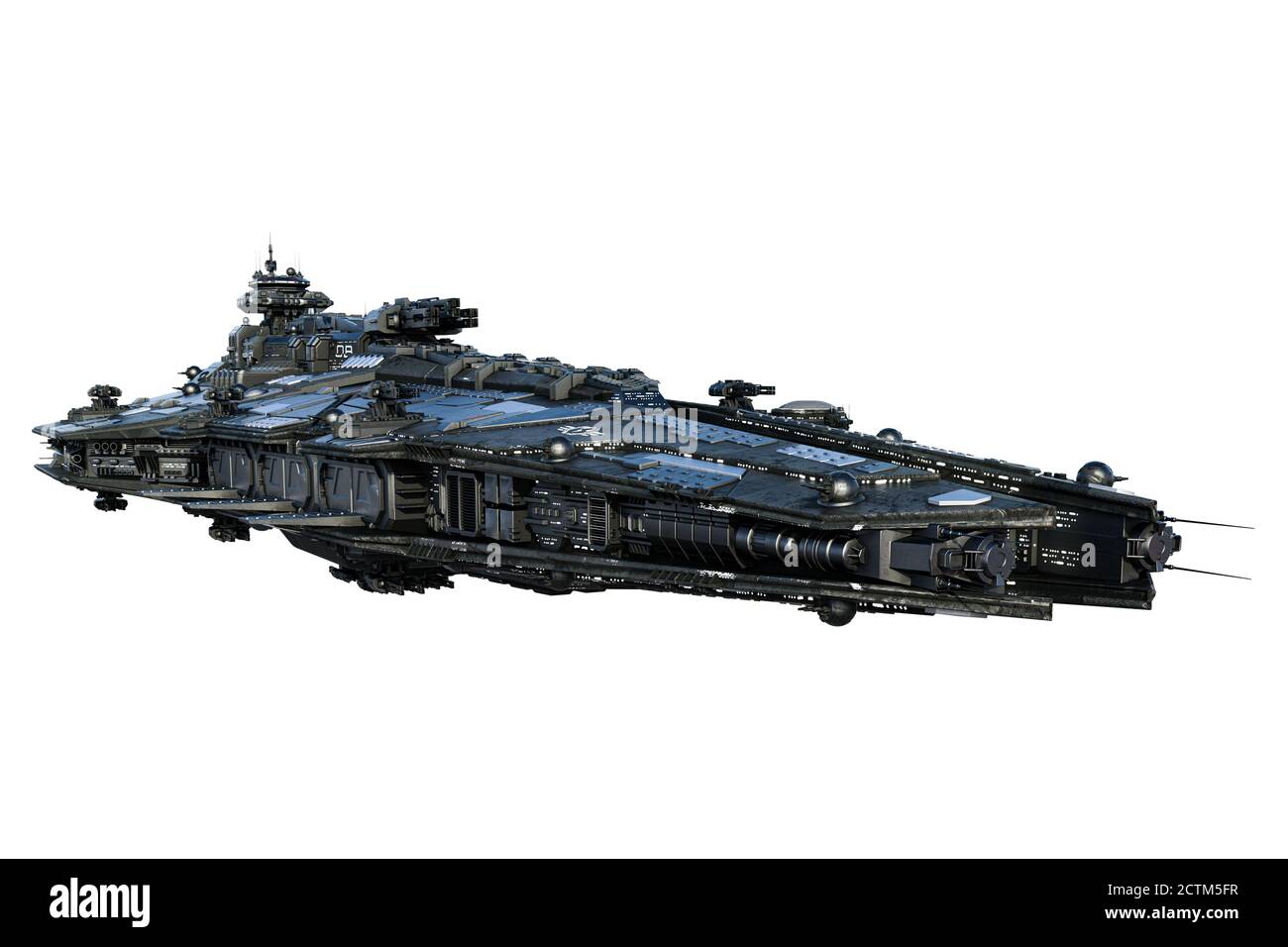 Spaceship exterior on an isolated white background, 3D illustration, 3D ...