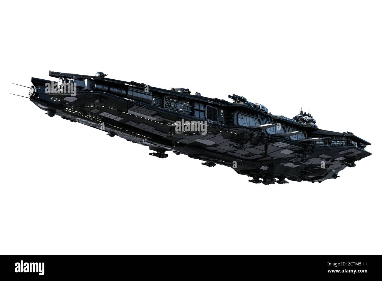 Spaceship exterior on an isolated white background, 3D illustration, 3D ...