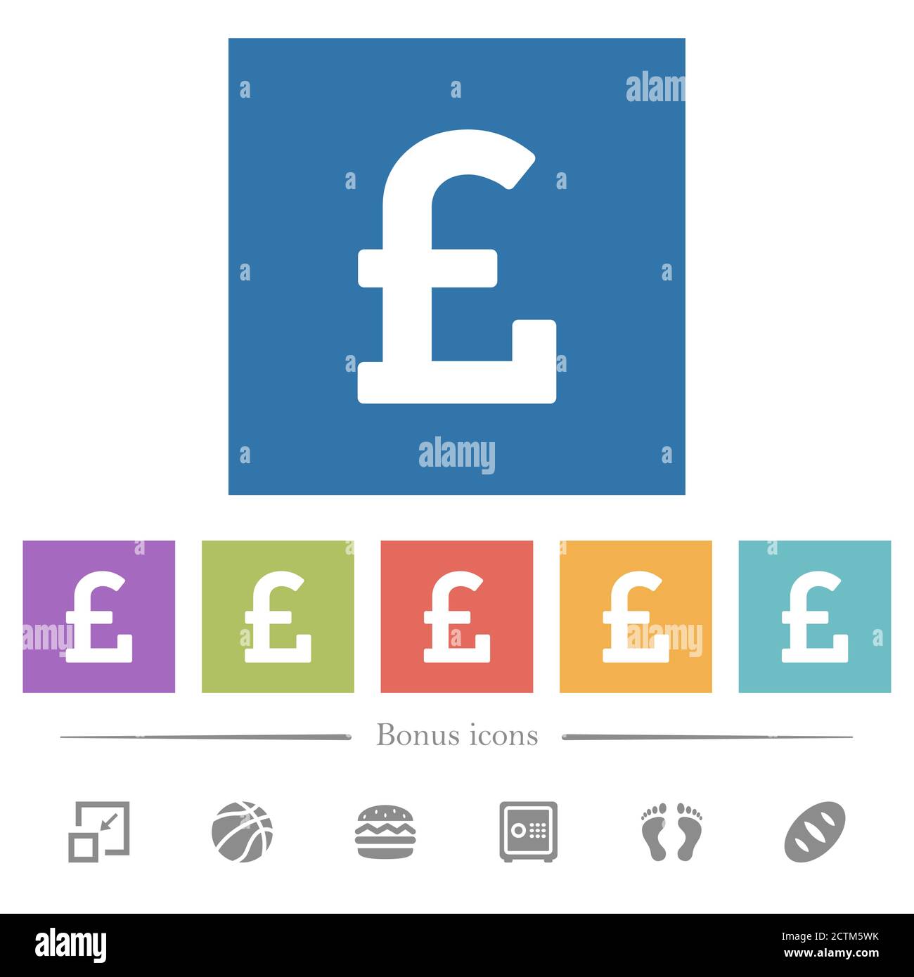 Pound sign flat white icons in square backgrounds. 6 bonus icons ...
