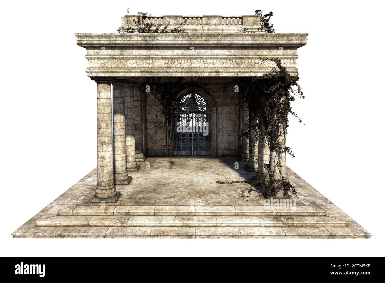 Fantasy Academy Gate Stone Wall, 3D illustration, 3D rendering Stock ...