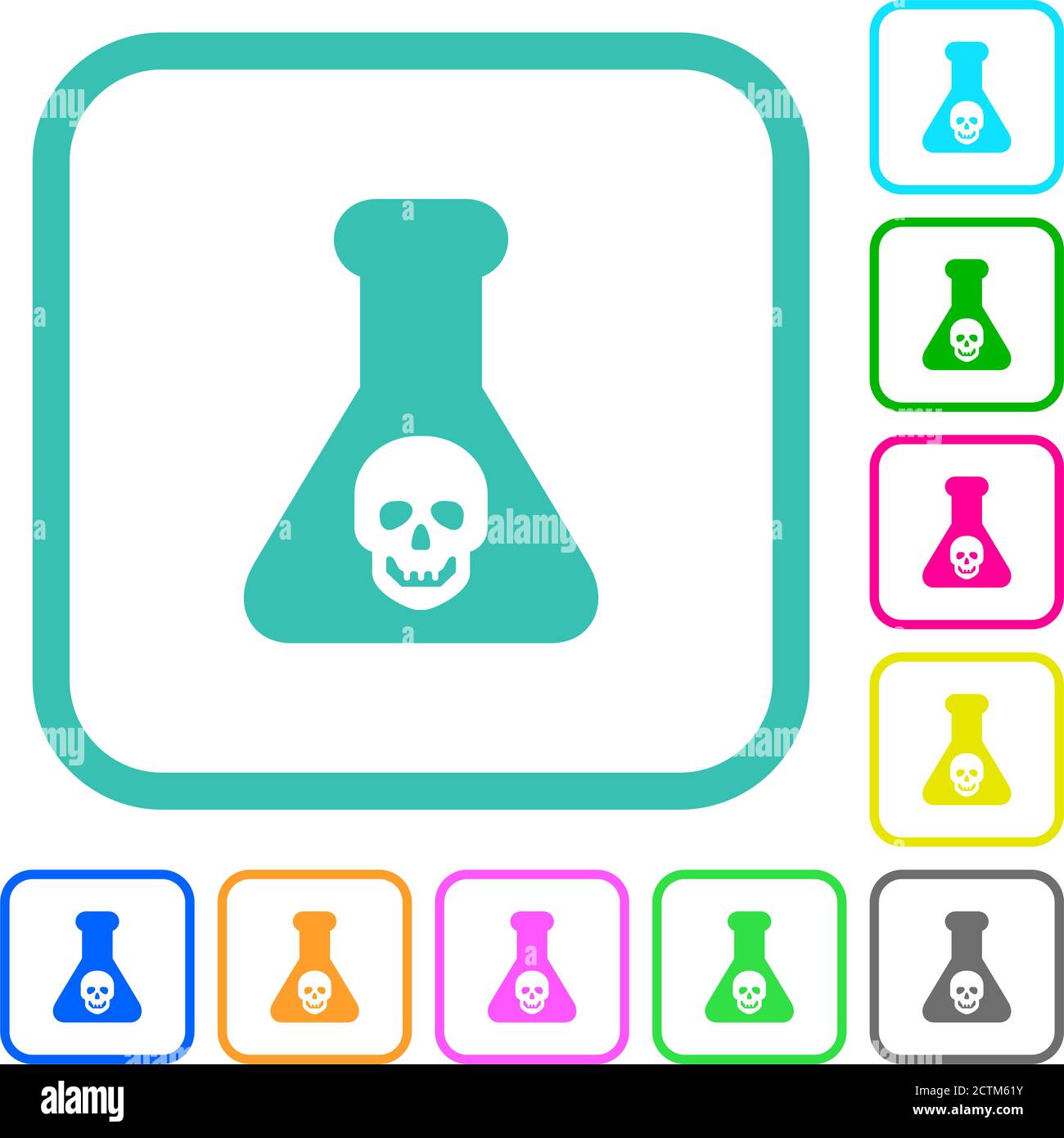 Dangerous chemical experiment vivid colored flat icons in curved ...