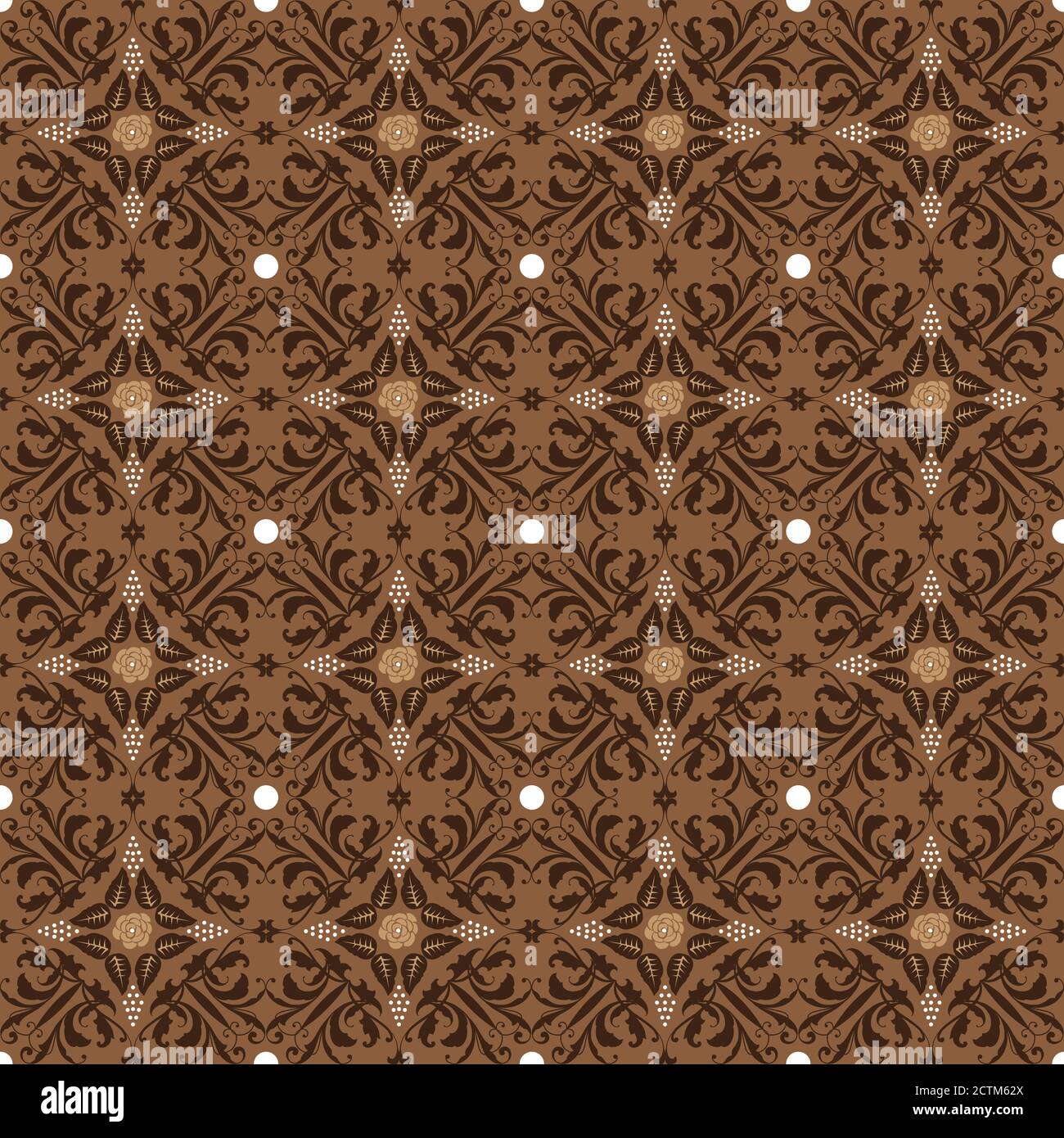 Elegant flower motifs on Bantul batik with simple dark brown color ...