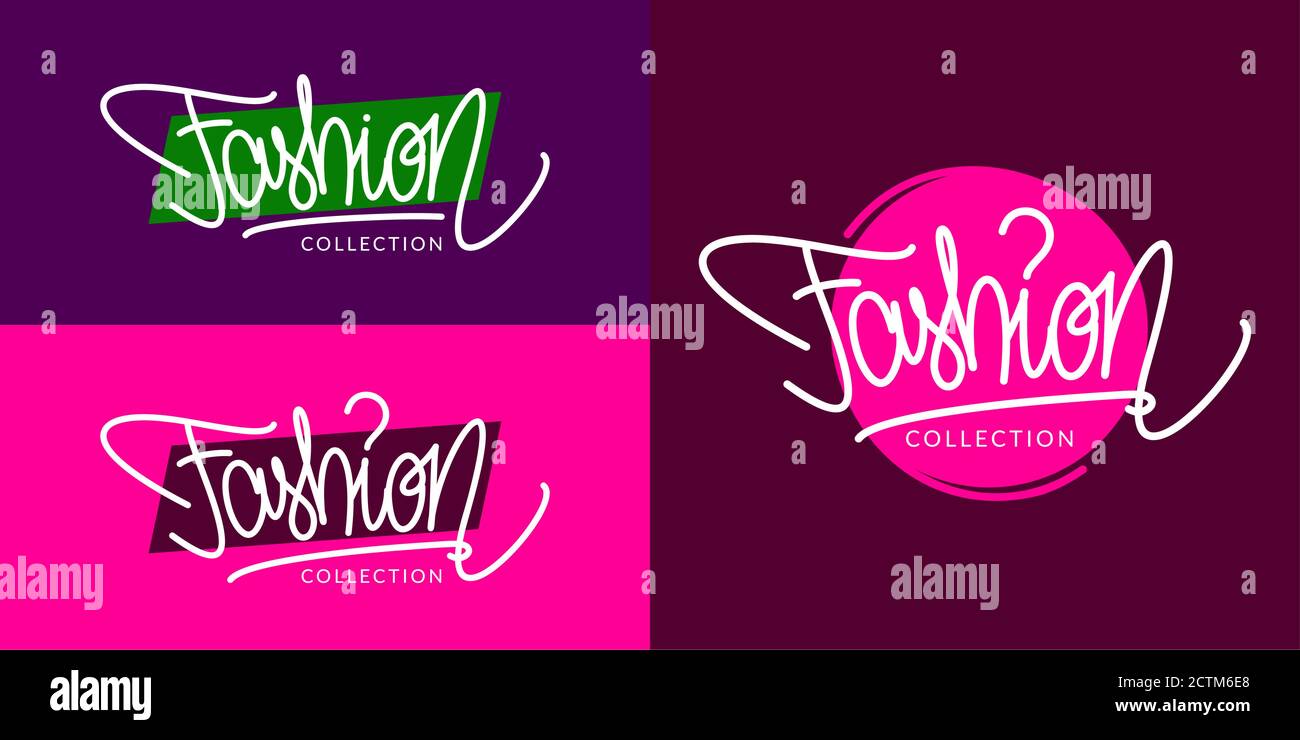 A Set Of Abstract Hand Written Lettering Fashion Vector Illustration ...