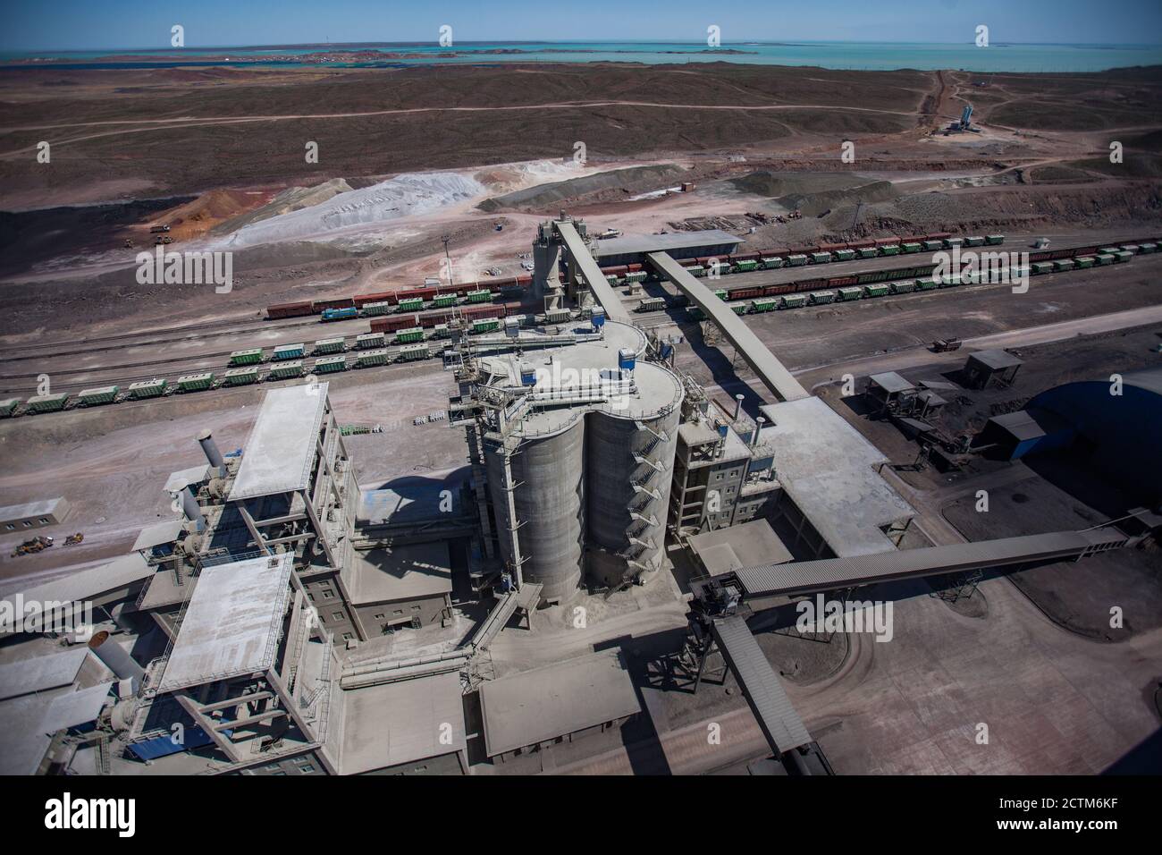Mynaral/Kazakhstan - April 23 2012: Modern cement plant in desert ...