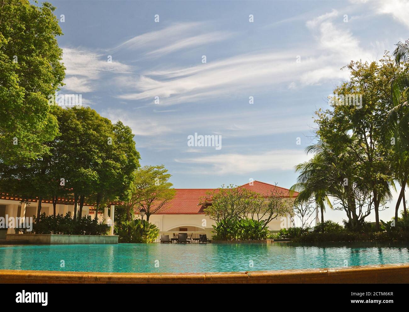 Empty Swimming Pool In A Tropical Setting High Resolution Stock ...