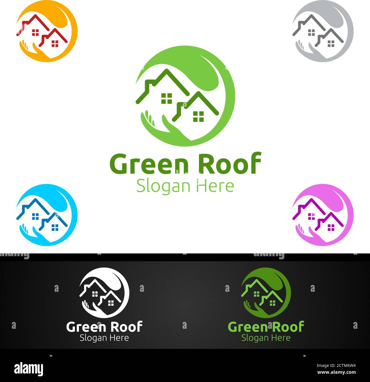 Green Roofing Logo for Property Roof Real Estate or Handyman ...