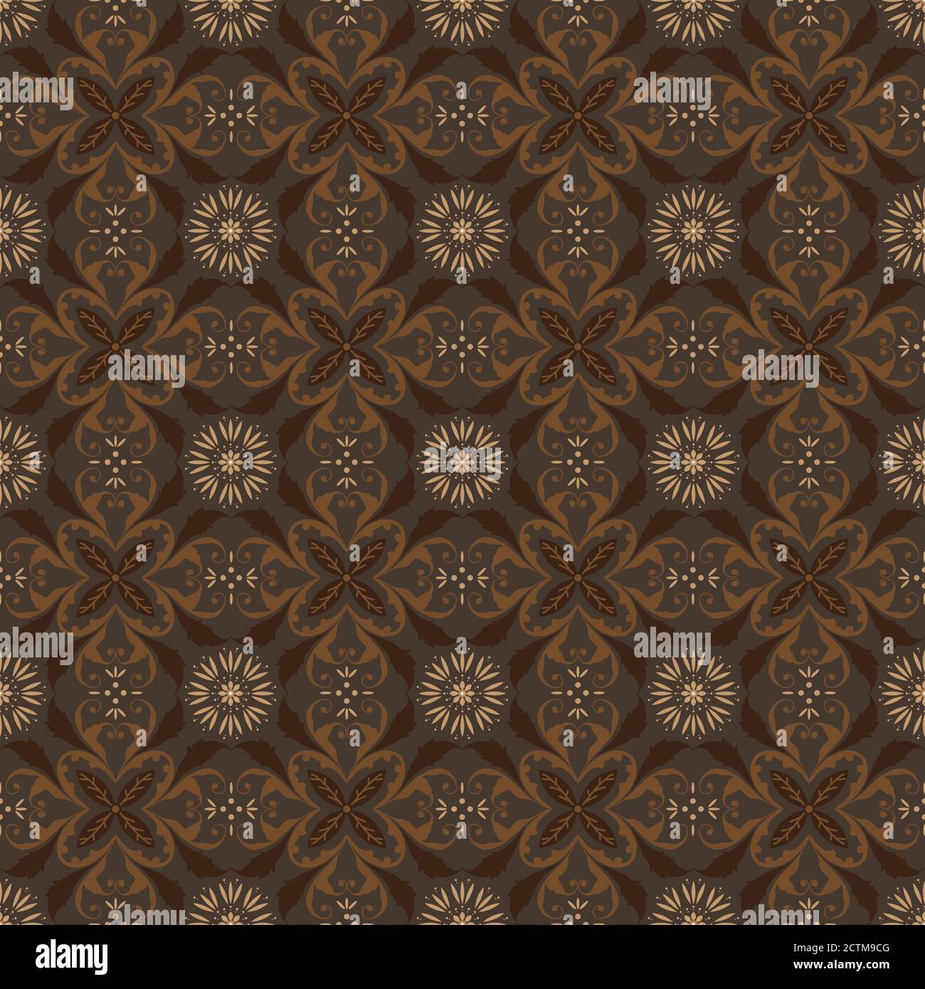 Abstract pattern on Traditional Javanese batik with seamless dark brown ...
