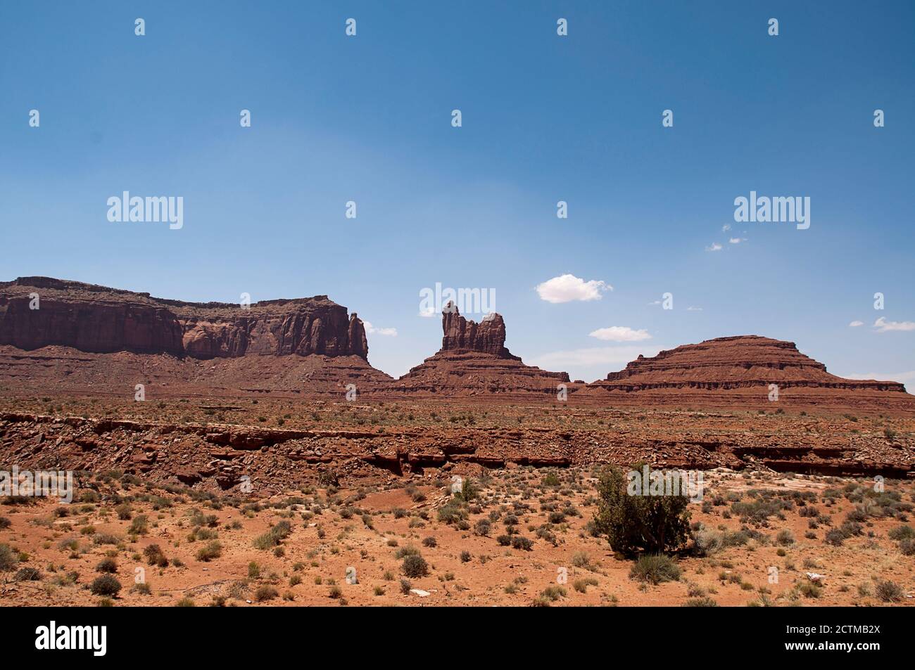 Some of the famous sandstone buttes located in Monument Valley, a ...