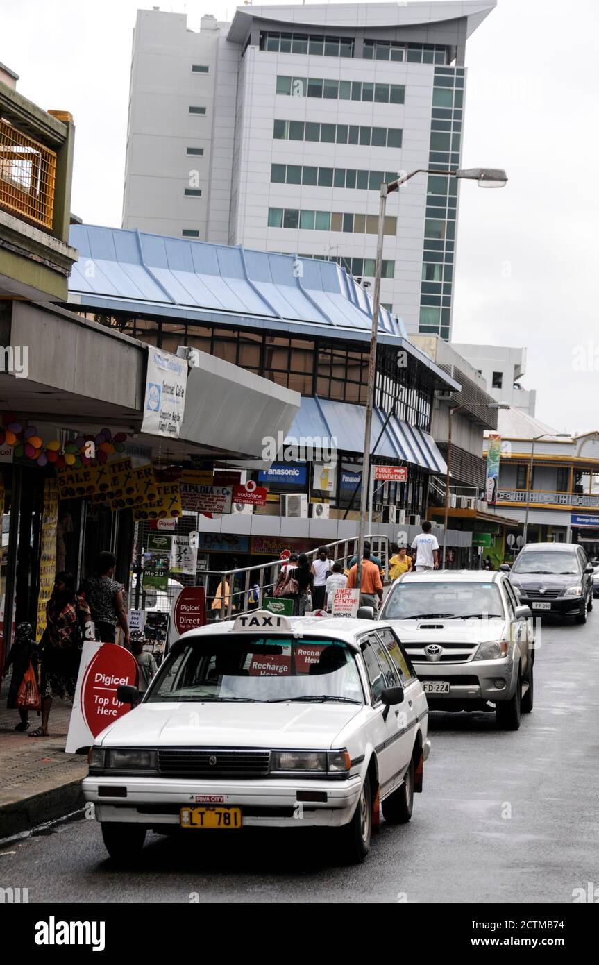 Busy Scott street in Suva on Viti Levu, Fiji Stock Photo - Alamy