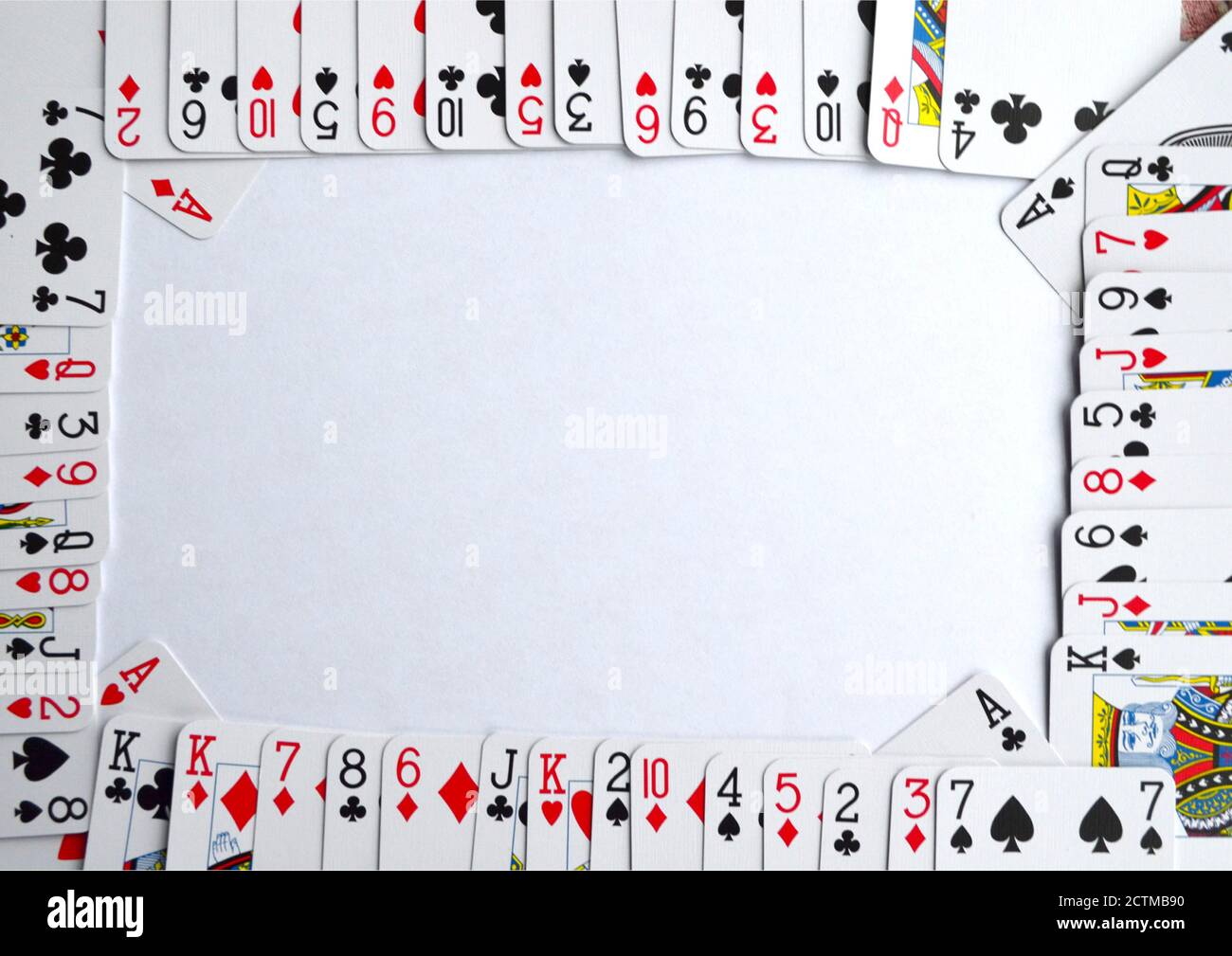 Innovative playing card border design with central copy space for text ...