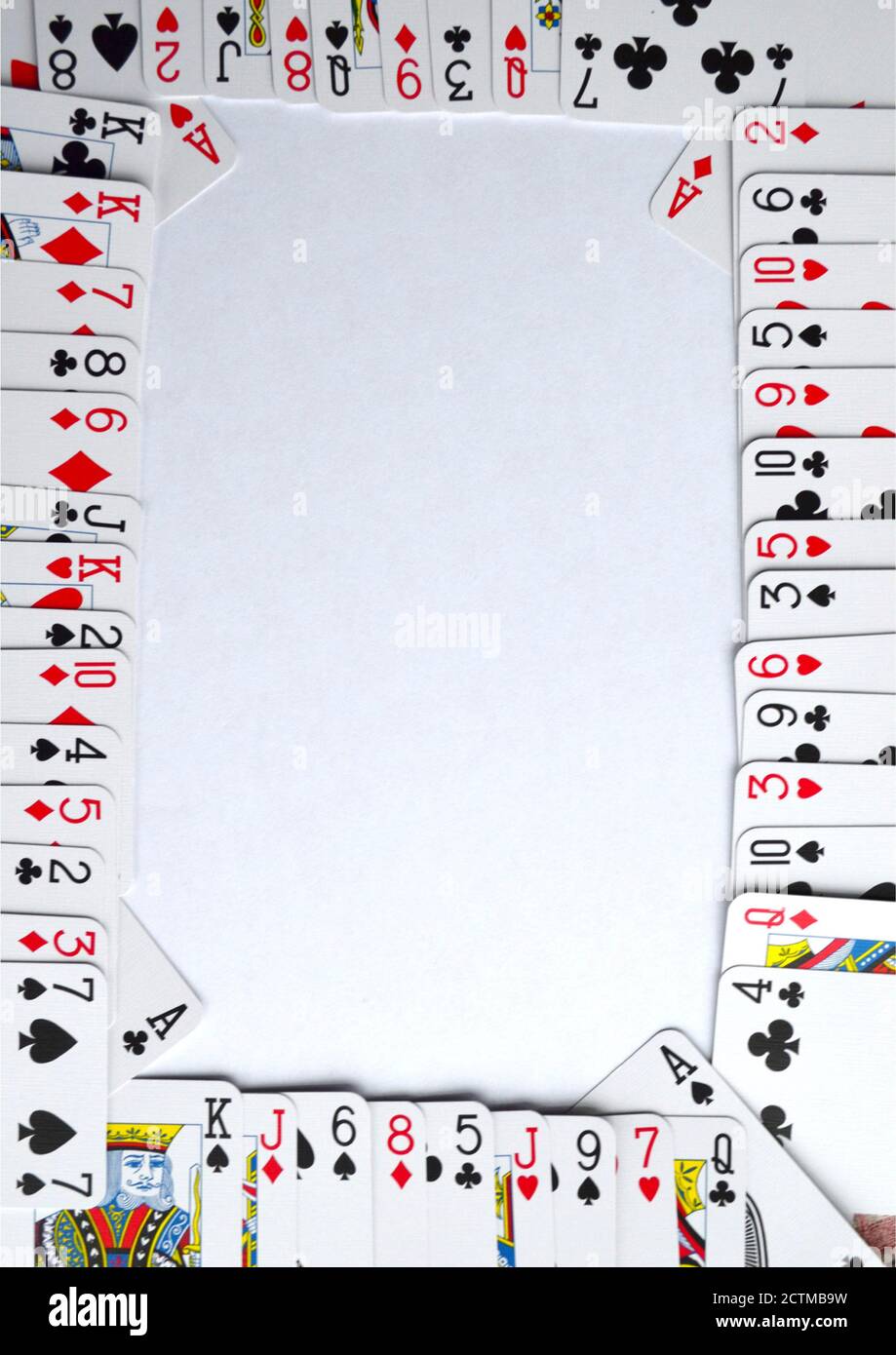 Innovative playing card border design with central copy space for text ...