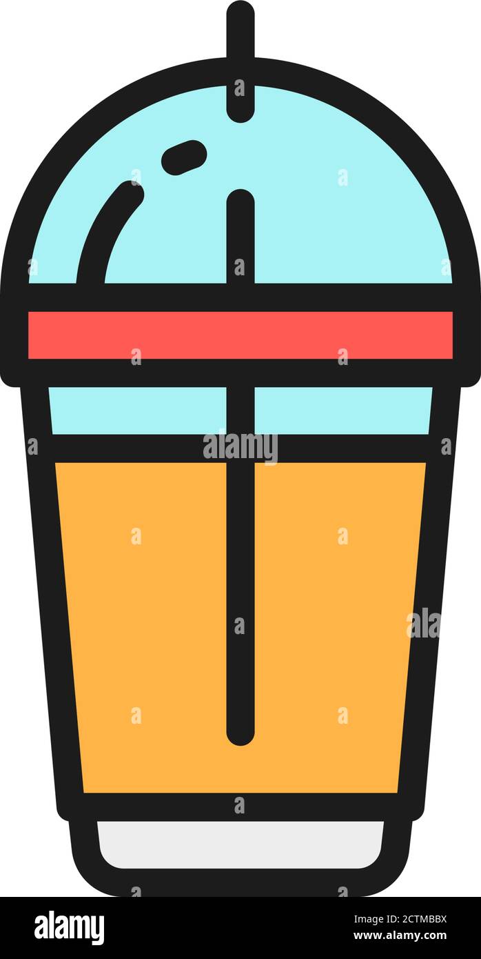 milkshake outline icon, refreshing beverage glass symbol, plastic cup ...