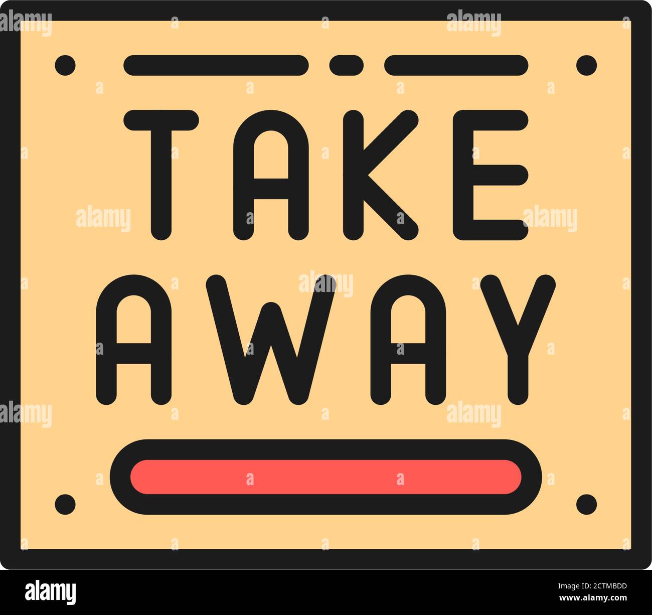 Takeaway poster, fast food information board flat color line icon Stock ...