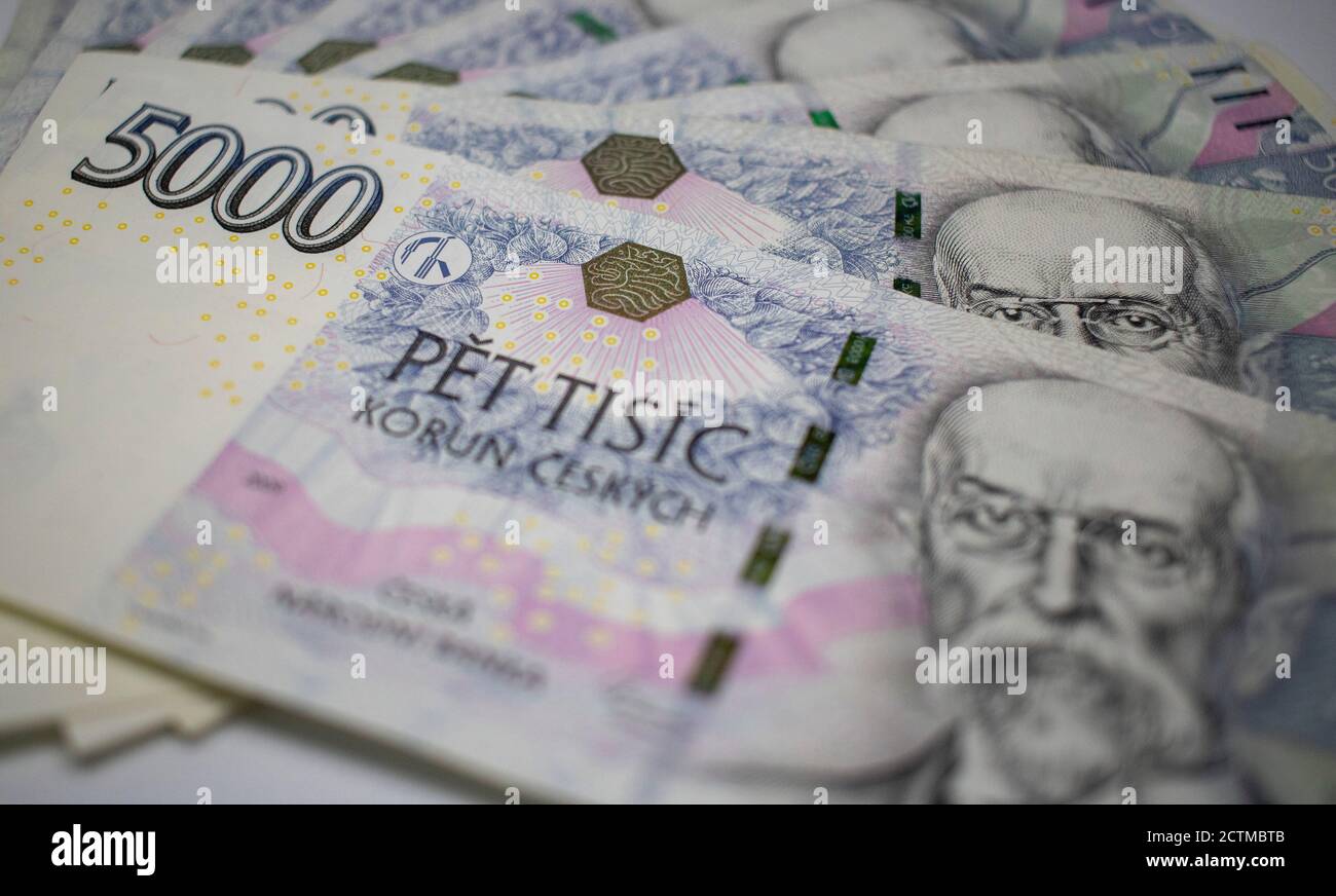 Highest value Czech crowns banknotes with portrait of first ...