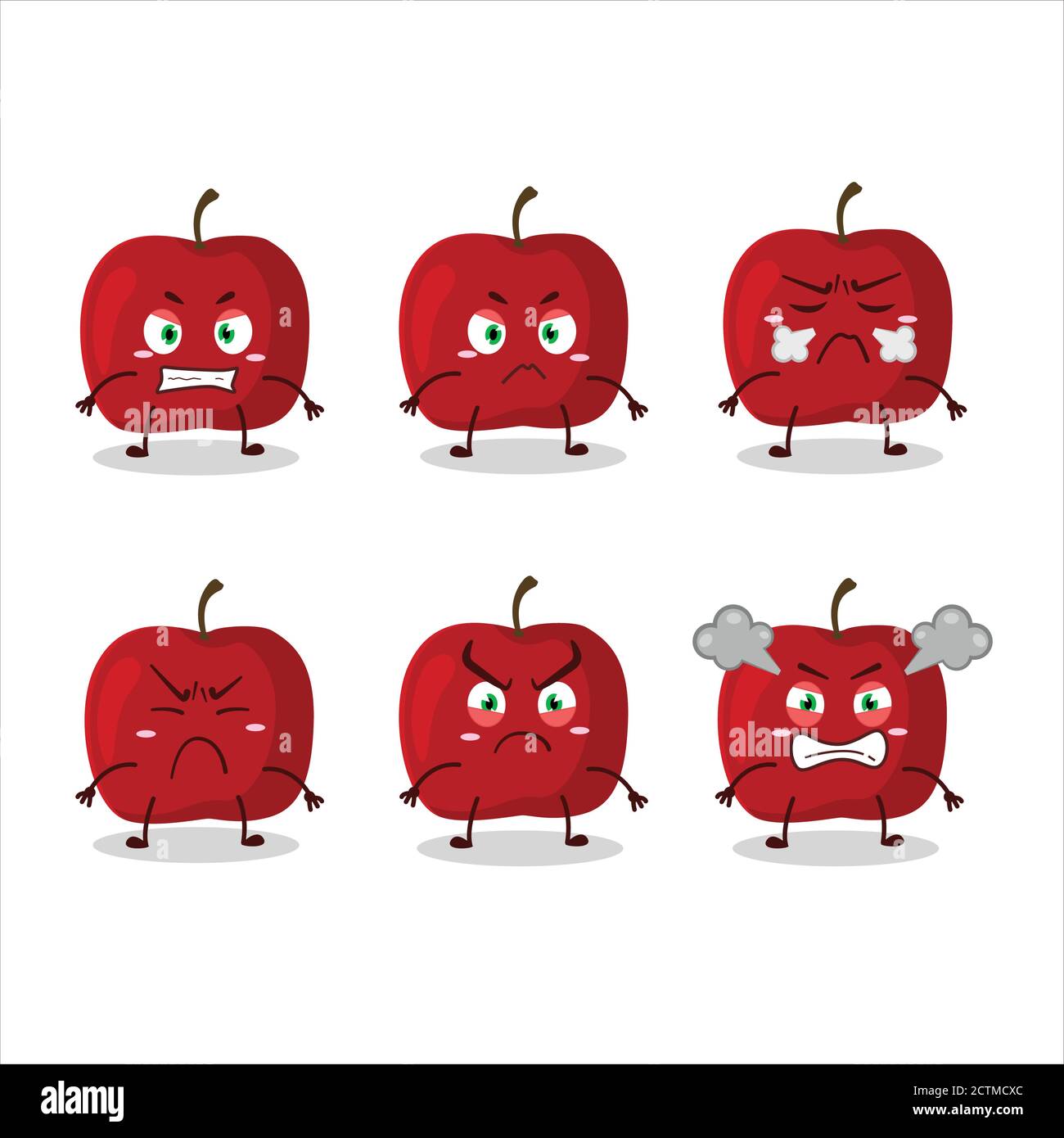 Red apple cartoon character with various angry expressions Stock Vector ...
