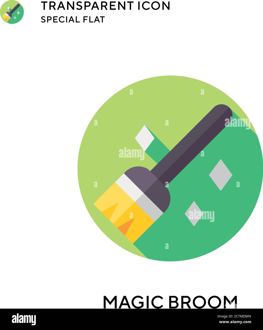Magic broom vector icon. Flat style illustration. EPS 10 vector Stock Vector Image & Art - Alamy