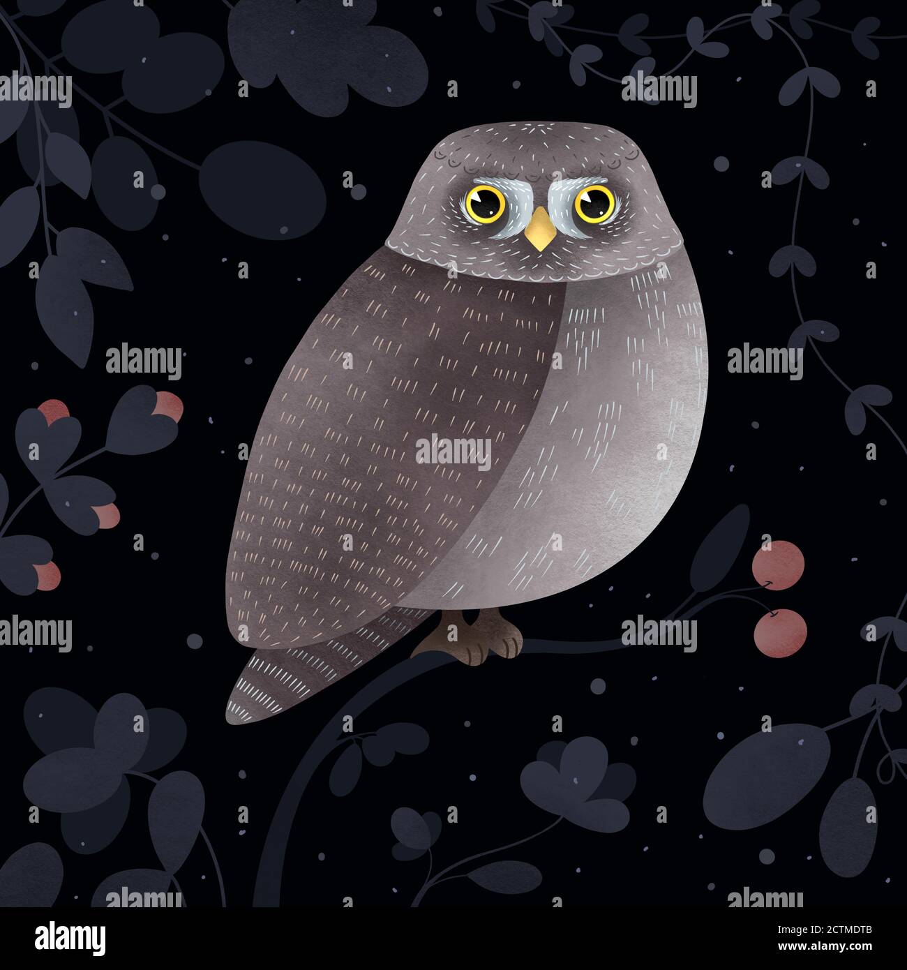 Illustration of a cute owl. Multi-colored owl on a dark background ...