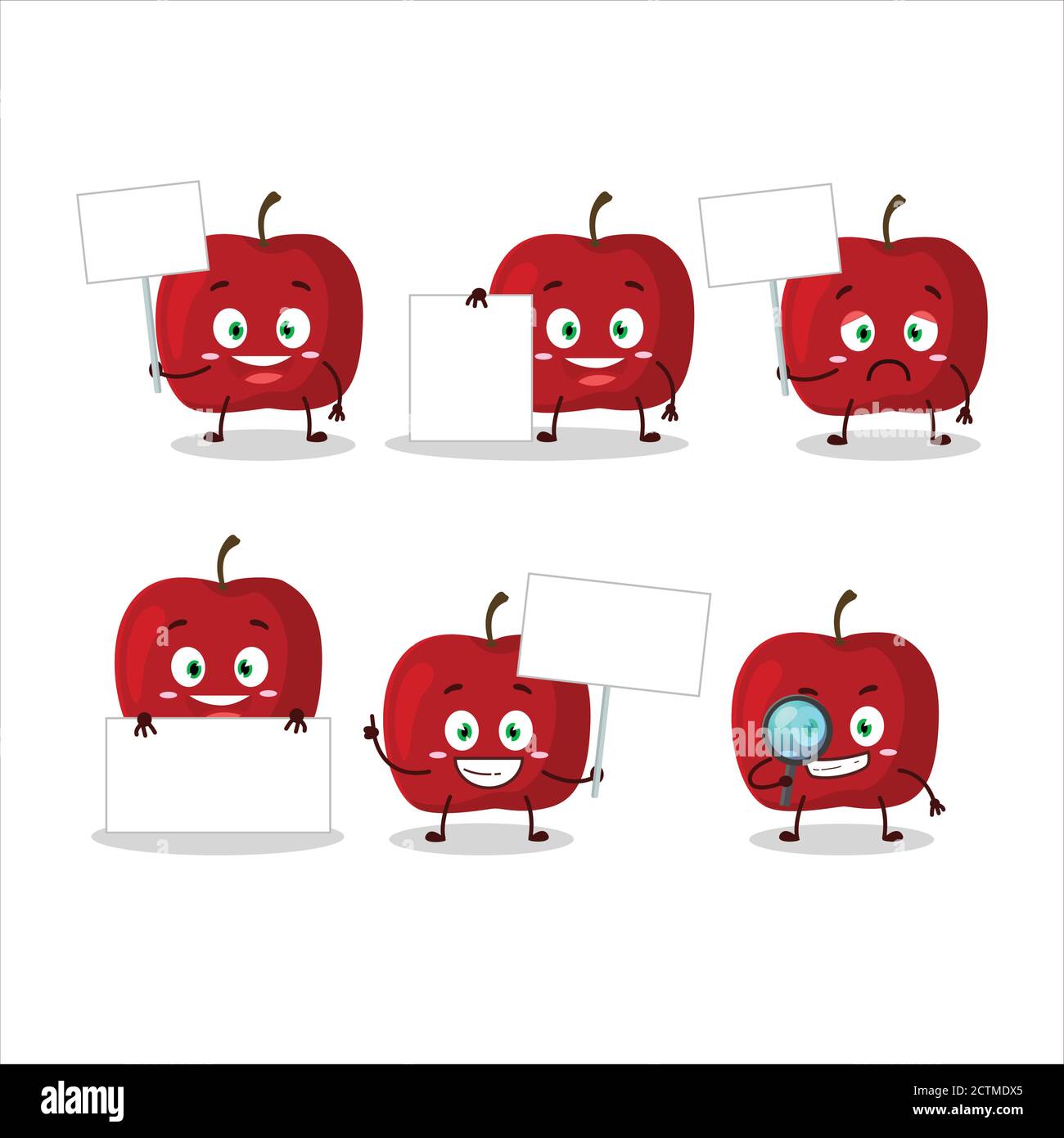 Red apple cartoon character bring information board Stock Vector Image ...