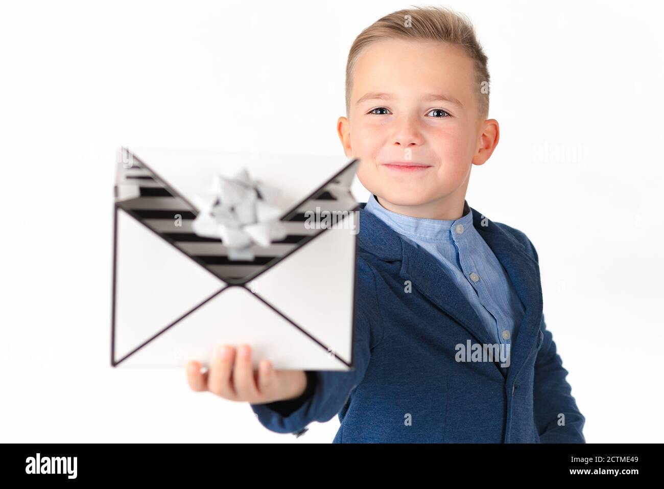 CLOSE UP HAPPY LITTLE SMILING BOY LOOKING FORWARD AND LAUGHING BY ...