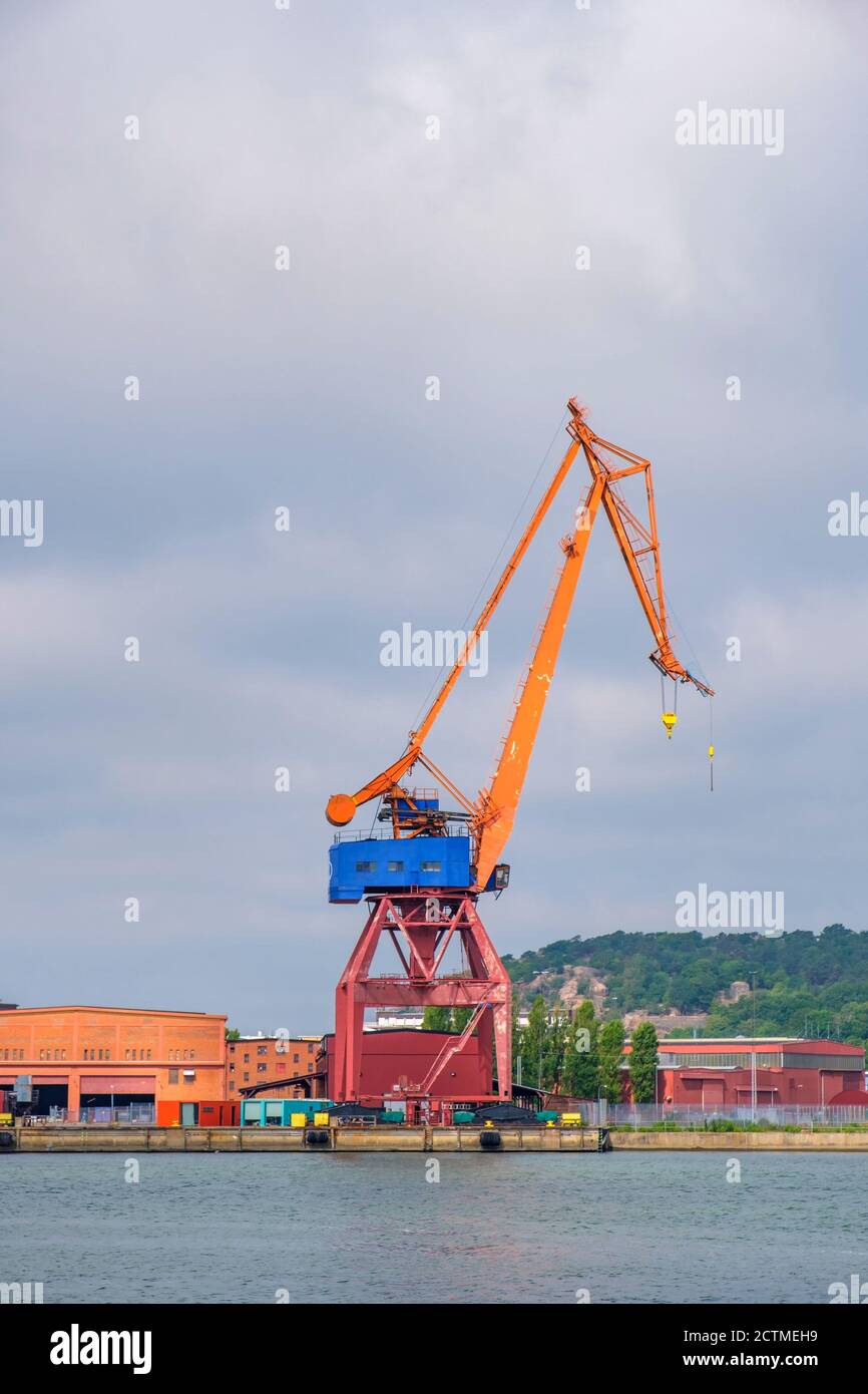 Colorful crane at a shipyard Stock Photo - Alamy