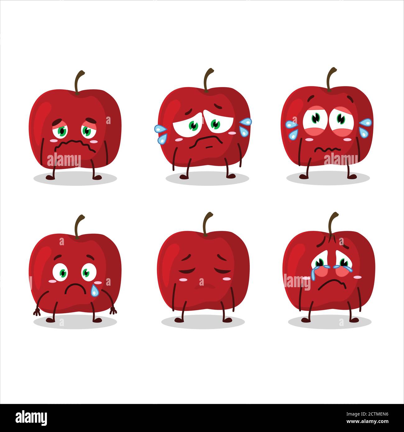 Red apple cartoon character with sad expression Stock Vector Image ...