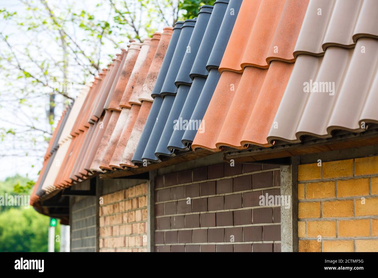 red brick wall house roof details closeup Stock Photo - Alamy
