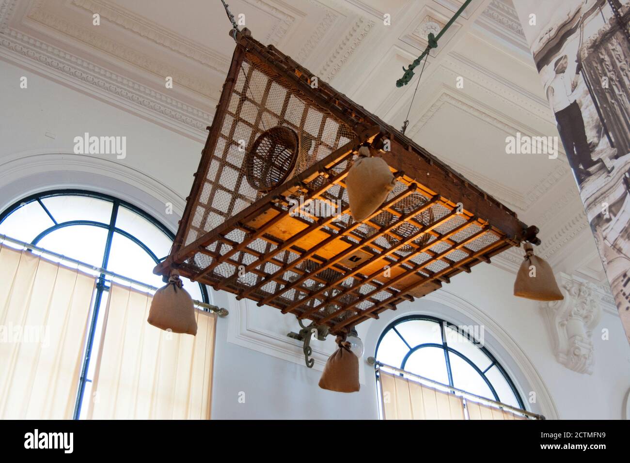 Monaco Oceanographic Museum A deep sea fish trap, made of wooden frame ...