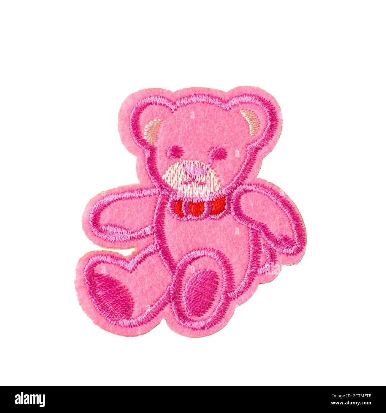 Pink Teddy bear patch isolated on white background Stock Photo - Alamy
