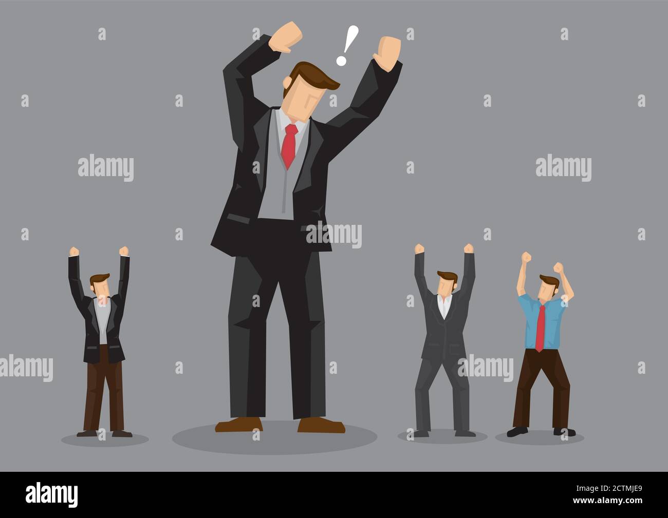 Vector cartoon illustration of giant sized man among his smaller peers ...