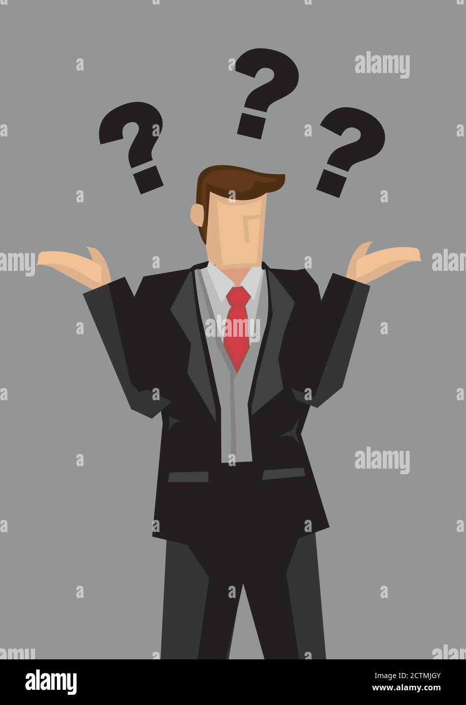 Vector illustration of a business professional shrugging his shoulders ...