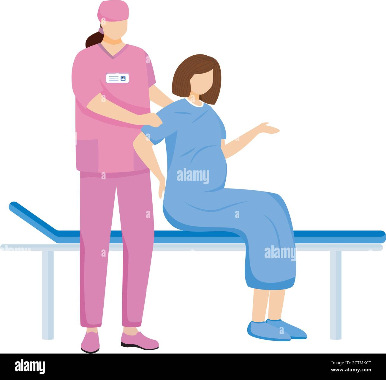 Midwife and pregnant woman flat vector illustration Stock Vector Image ...